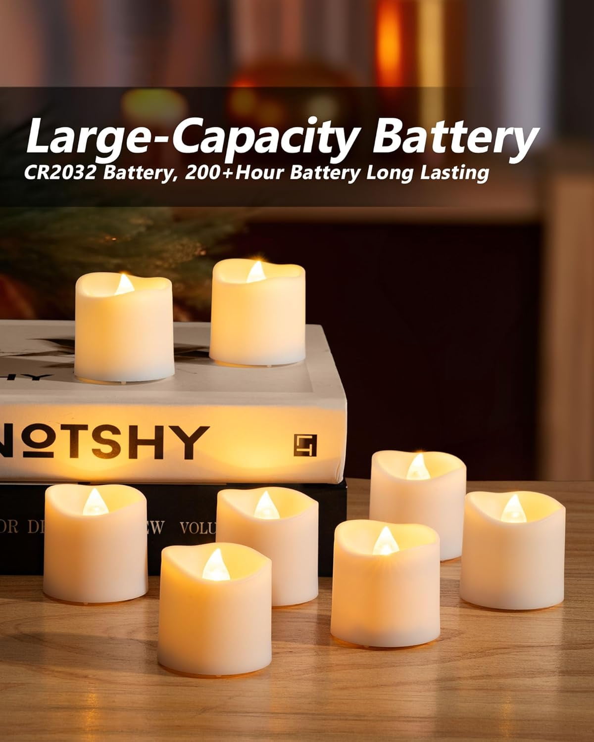 TRH-24Pack Flameless LED Votive Candles, 200+Hour Lasting Electric Fake ...