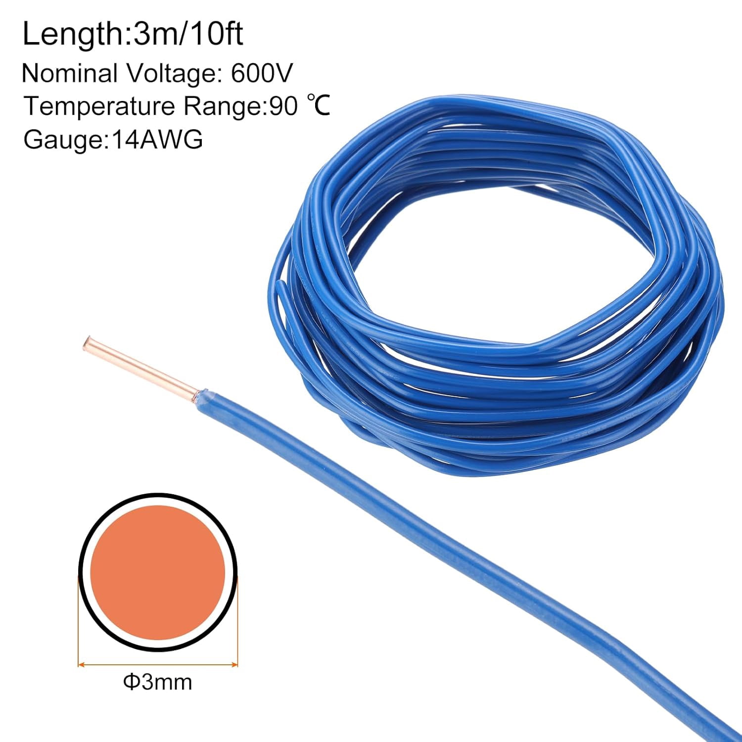 TRH-25 Feet Electrical Wire Insulated Solid Copper 12 AWG Hook Up Wire ...
