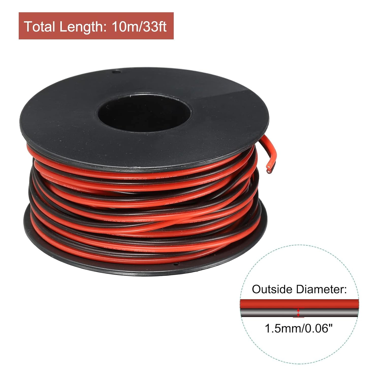 TRH-26 Gauge Wire 2 Conductor Parallel Silicone Wire 26AWG Stranded Wire Electrical Wire Tinned ...