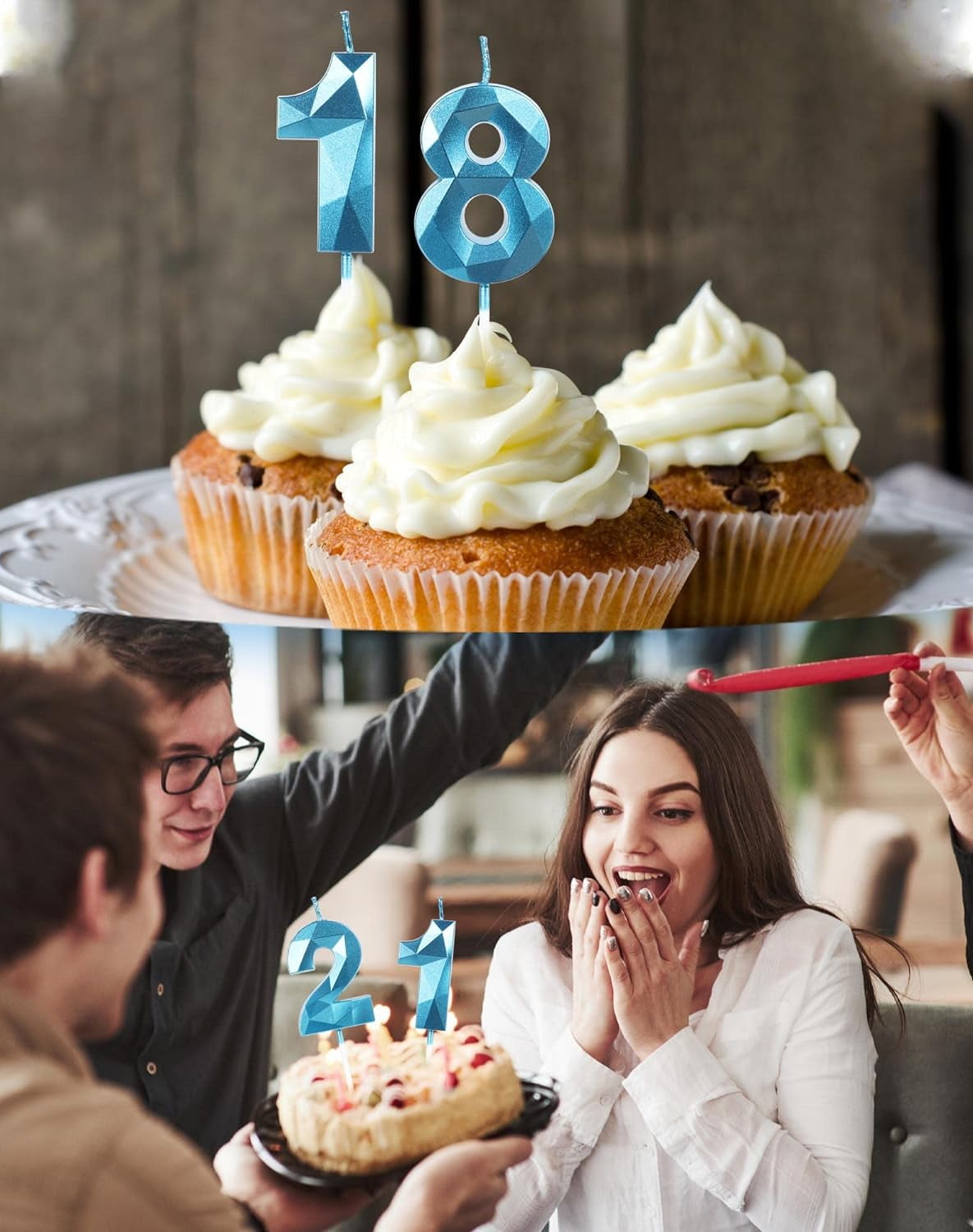 TRH-26th Birthday Candles,Number 26 Candles,Blue Happy Birthday Candle ...