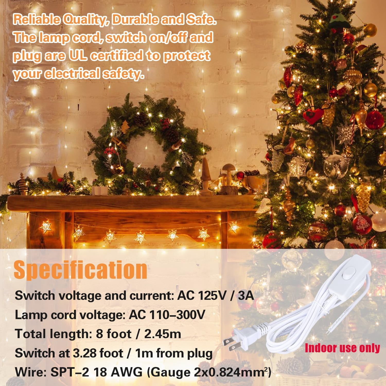 TRH-2Pcs 8FT Lamp Cord with Switch Replacement Lamp Cord Switch Set ...