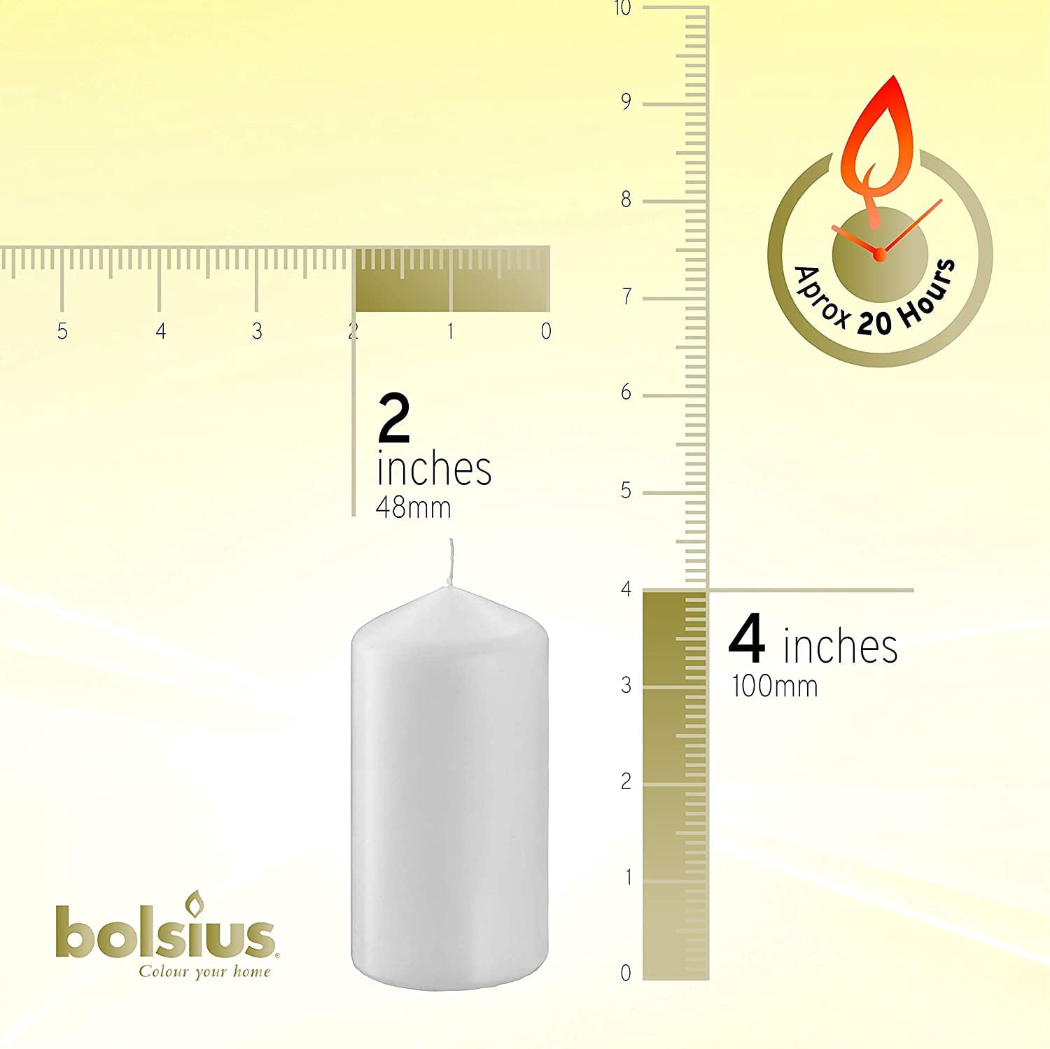 TRH-2x4 Inch White Pillar Candles - 4 Pack Candle Set - 20 Hours Burn ...