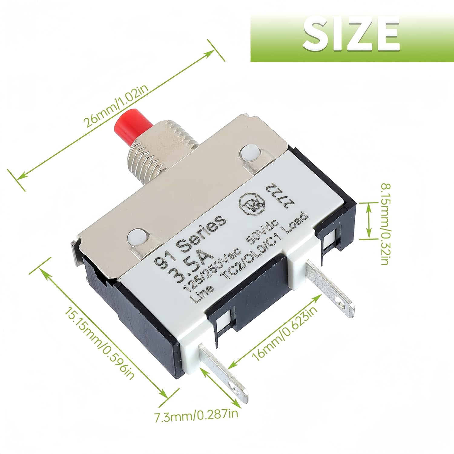 TRH-3.5A 3.5 Amps 125/250V AC 50V DC Manual Reset Push Button Thermal ...