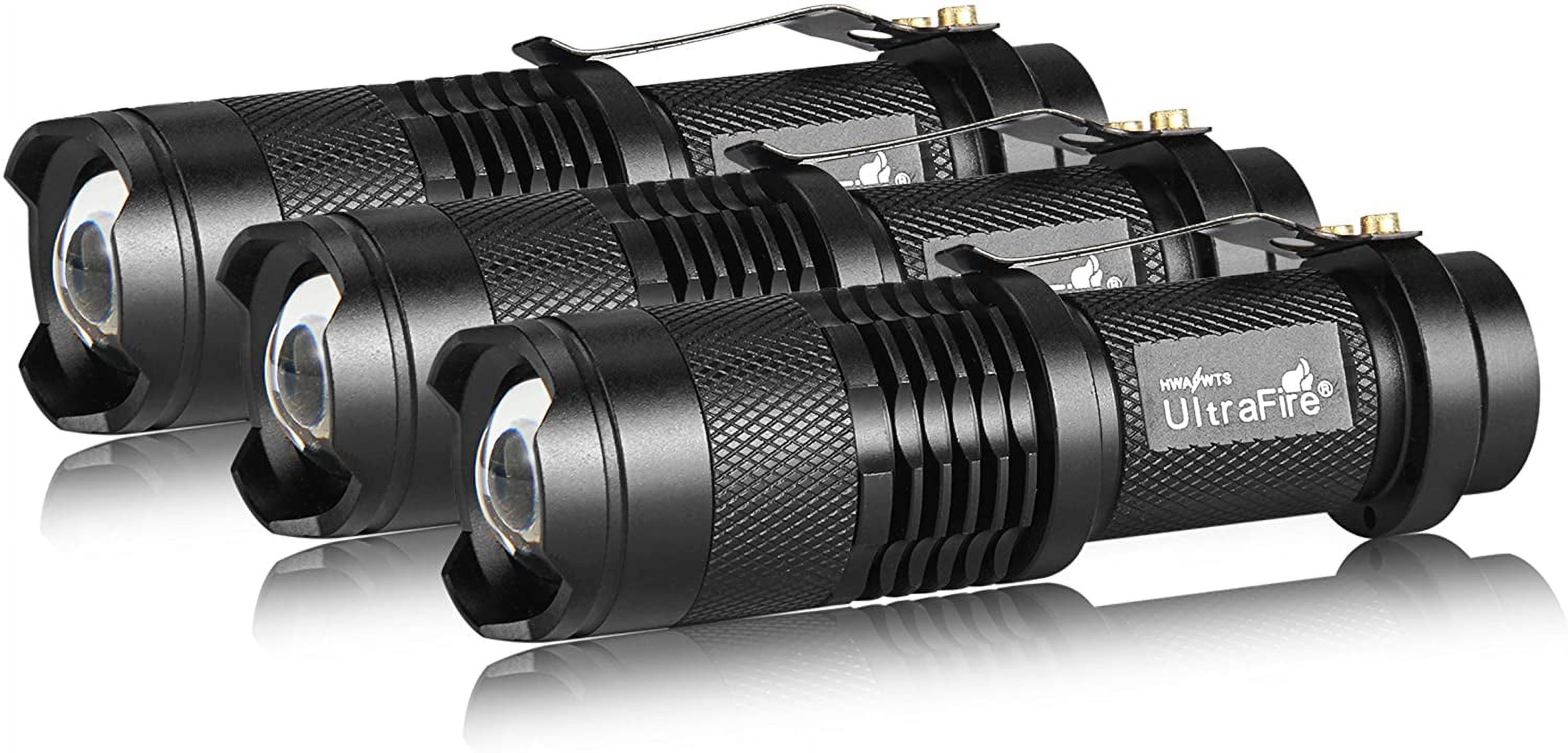 TRH-3 Pack Mini Flashlights Focus Adjustable SK68 Single Mode Tactical ...