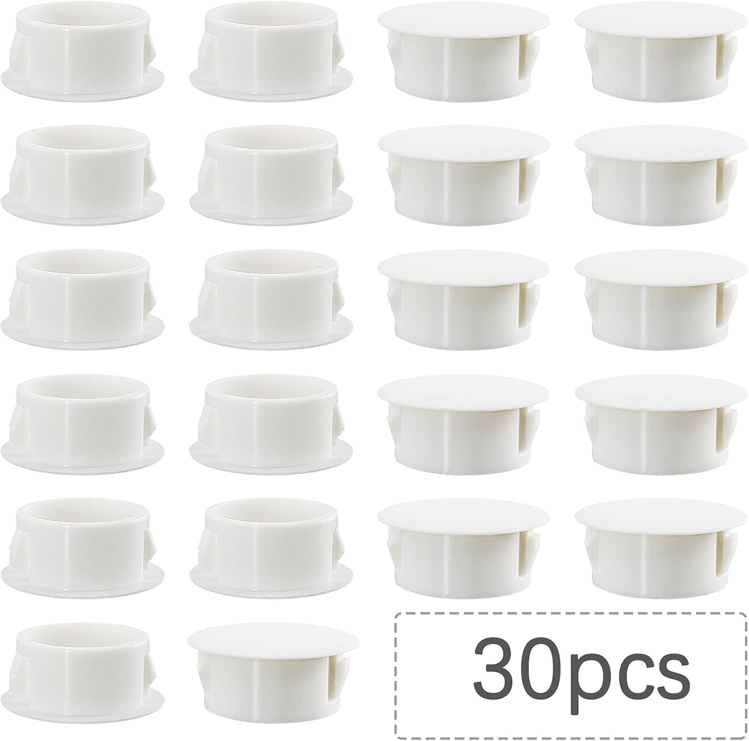 TRH-30 Pcs 19mm (3/4") White Hole Plugs, Plastic Flush Type Panel ...