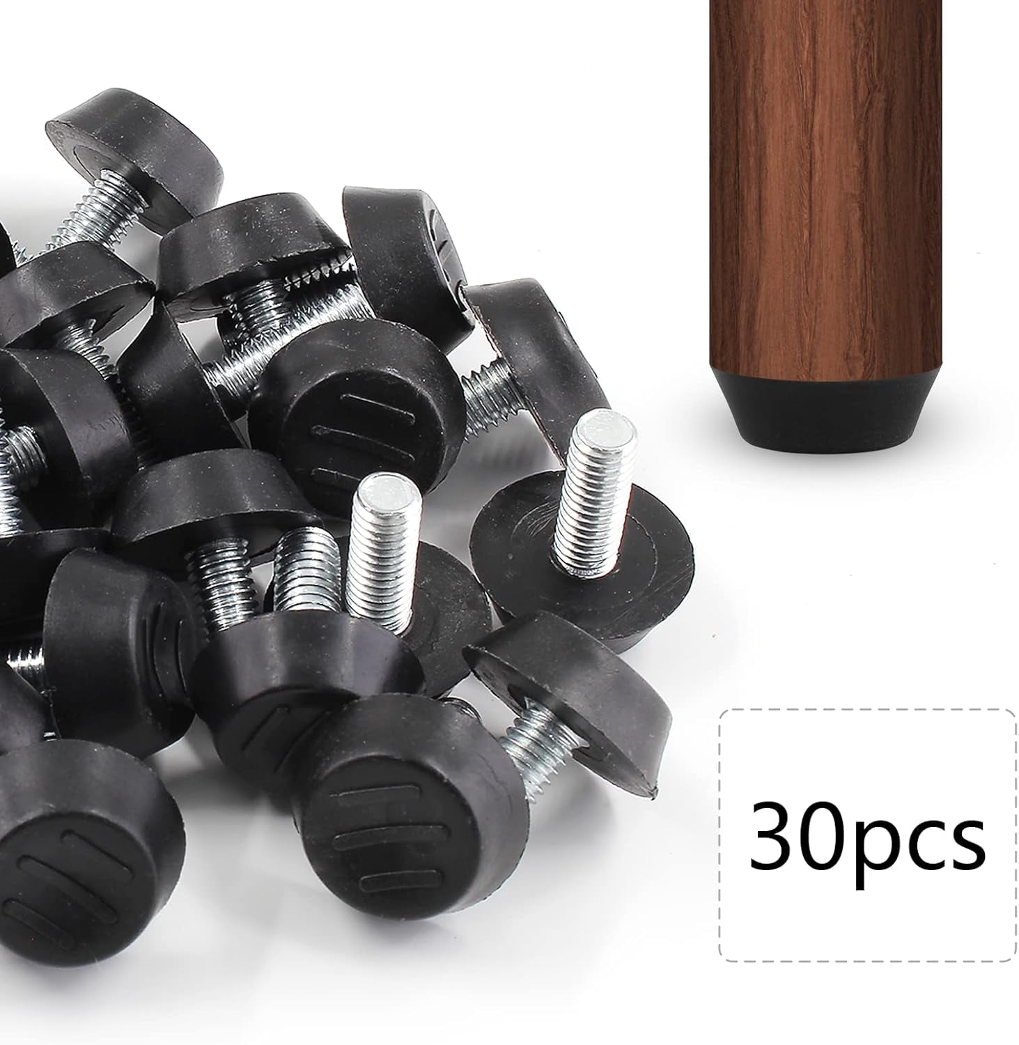 TRH-30 Pcs Screw in Threaded Furniture Adjustable Levelers, M6 Leveling ...