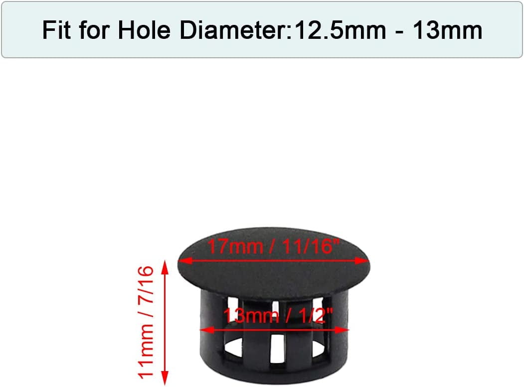 TRH-30PCS 13mm (1/2") Black Hole Plugs Plastic Flush Type Hole Plugs ...