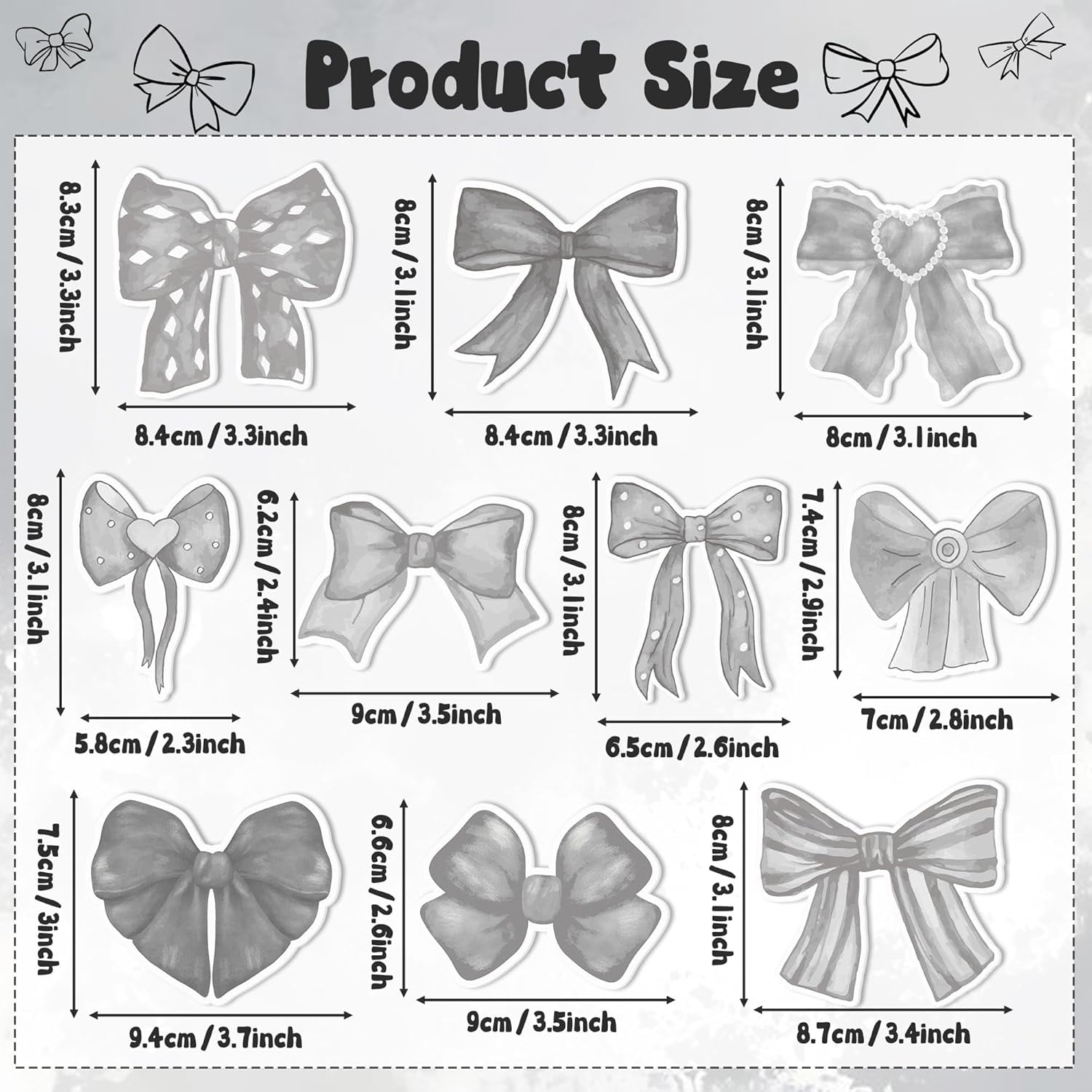 TRH-30Pcs Coquette Sticky Notes Cute Black Bow Sticky Note Pads, 600 ...