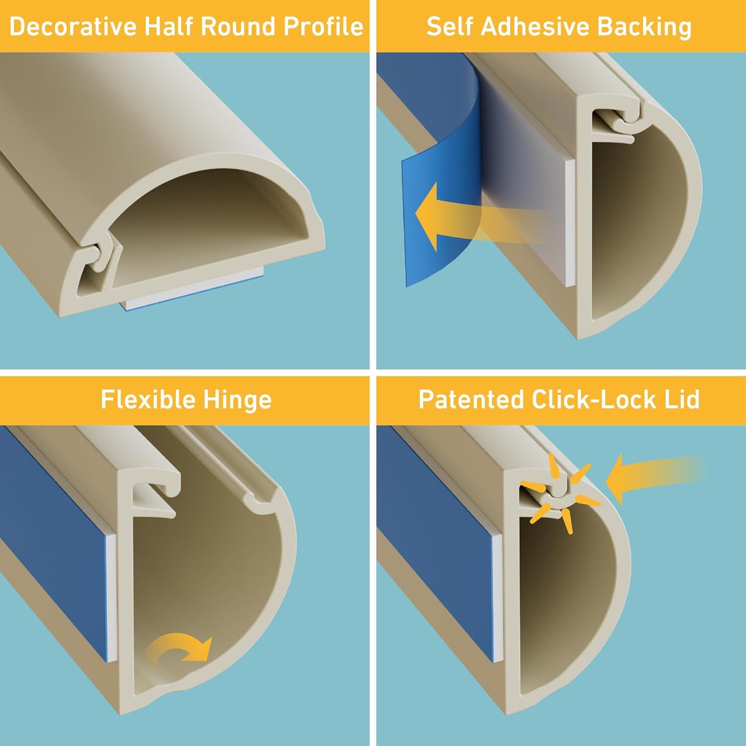 TRH-31.4in TV Cord Hider, Patented Half Round Cable Cover, Hide Wall ...