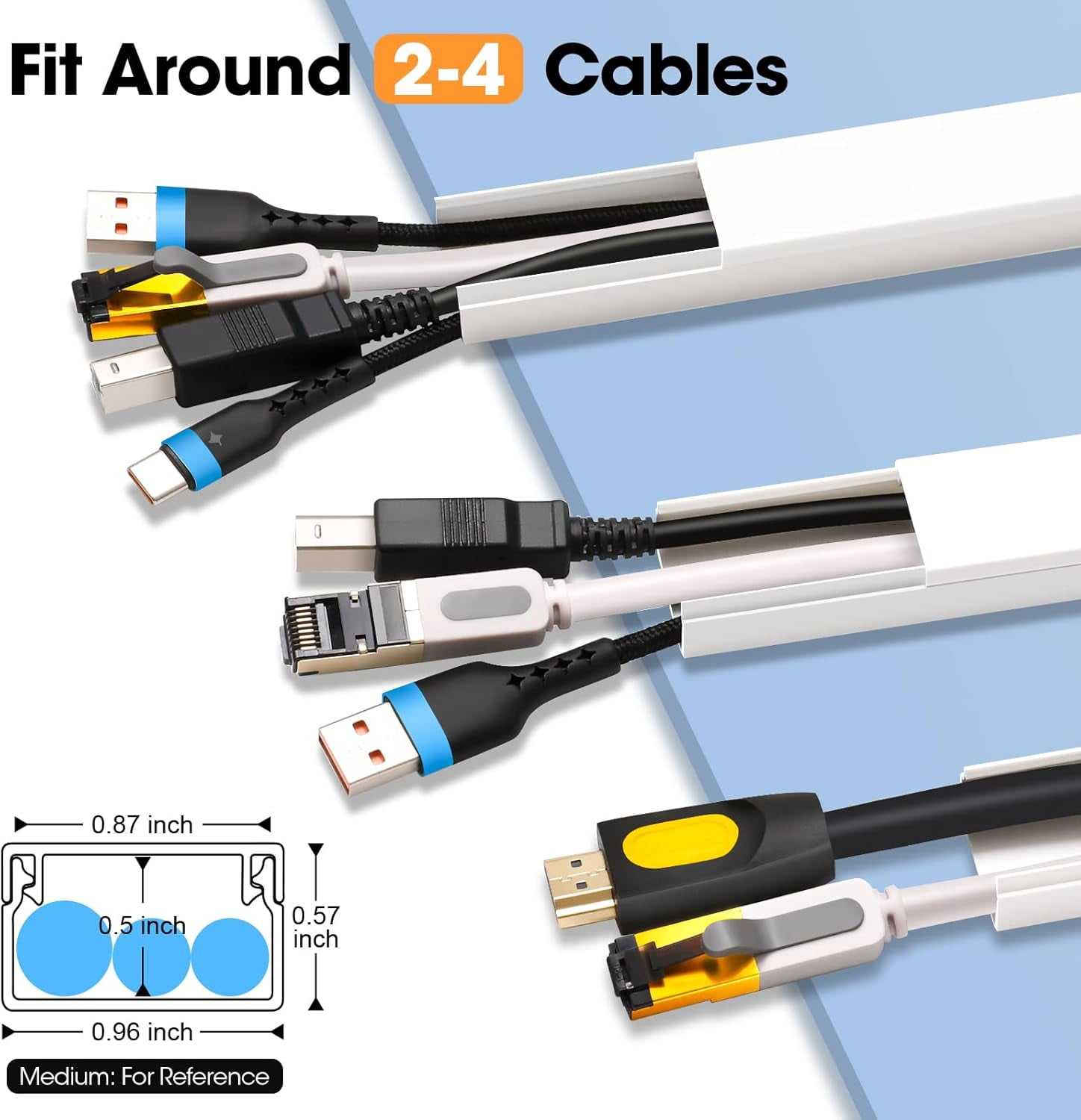 TRH-315in Cord Hider Kit, Paintable Cable Raceway, Cord Covers for ...