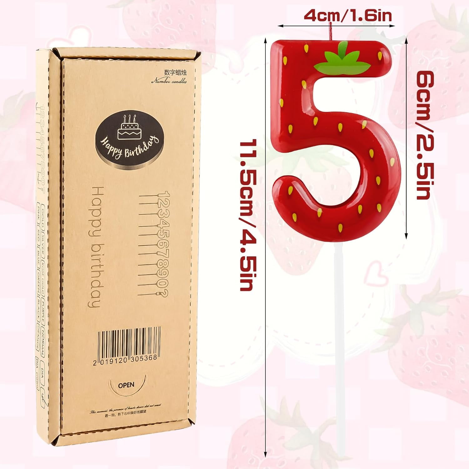 TRH-3rd Birthday Candle Strawberry Number 3 Candle Strawberry Cake ...