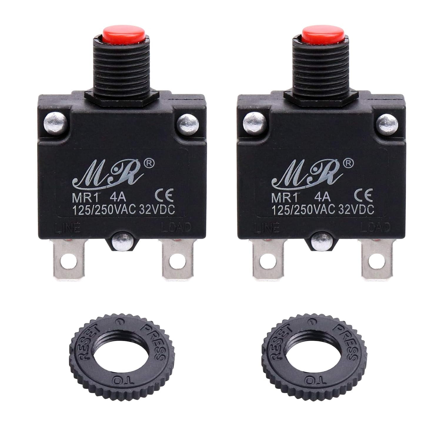 TRH-4 Amps Thermal Circuit Breakers, 125/250V AC 32V DC Push Button ...