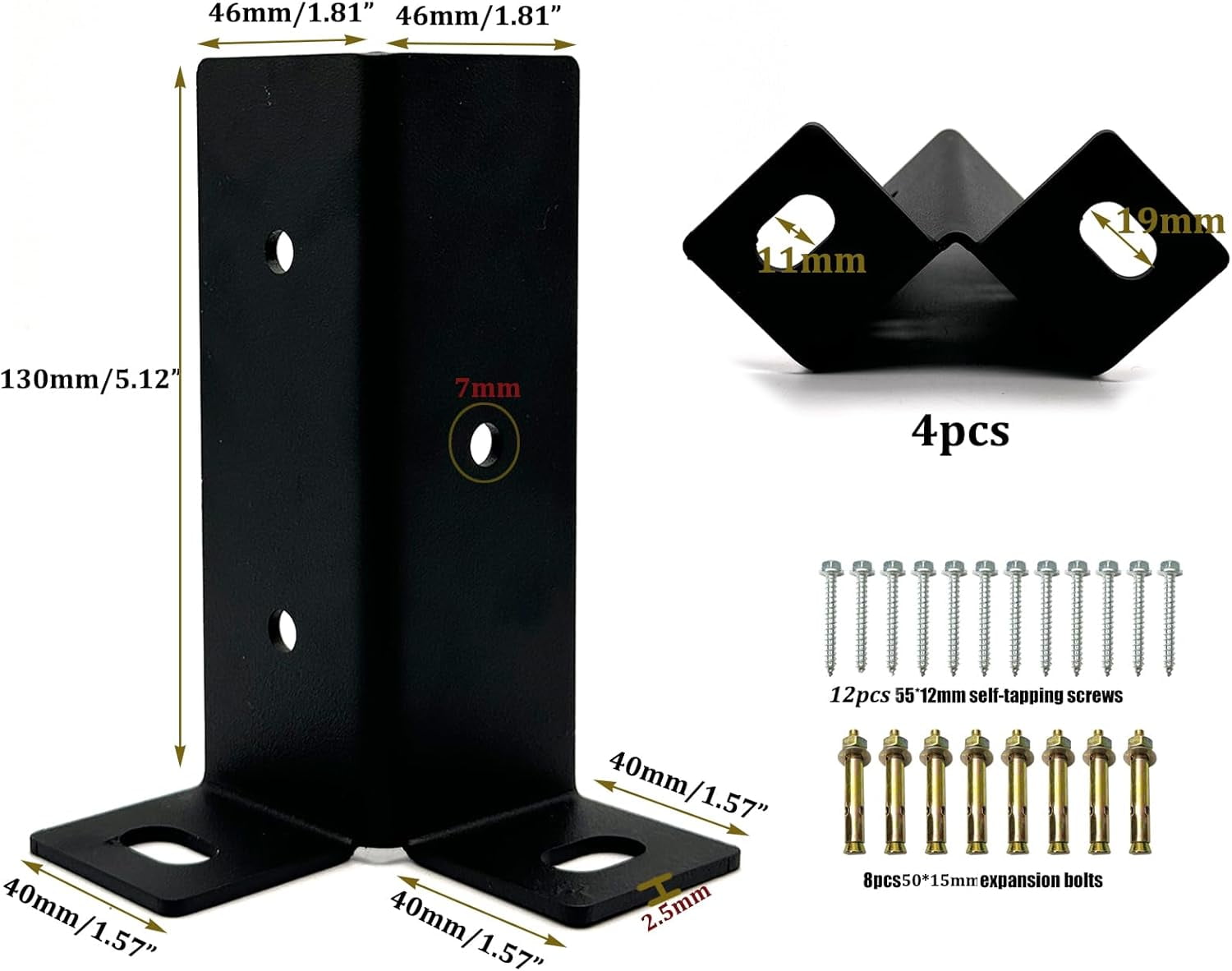 TRH-4 PCS Adjustable Base Bracket for 2x2, 2x4, 4x4 PostHeavy Duty Wood ...