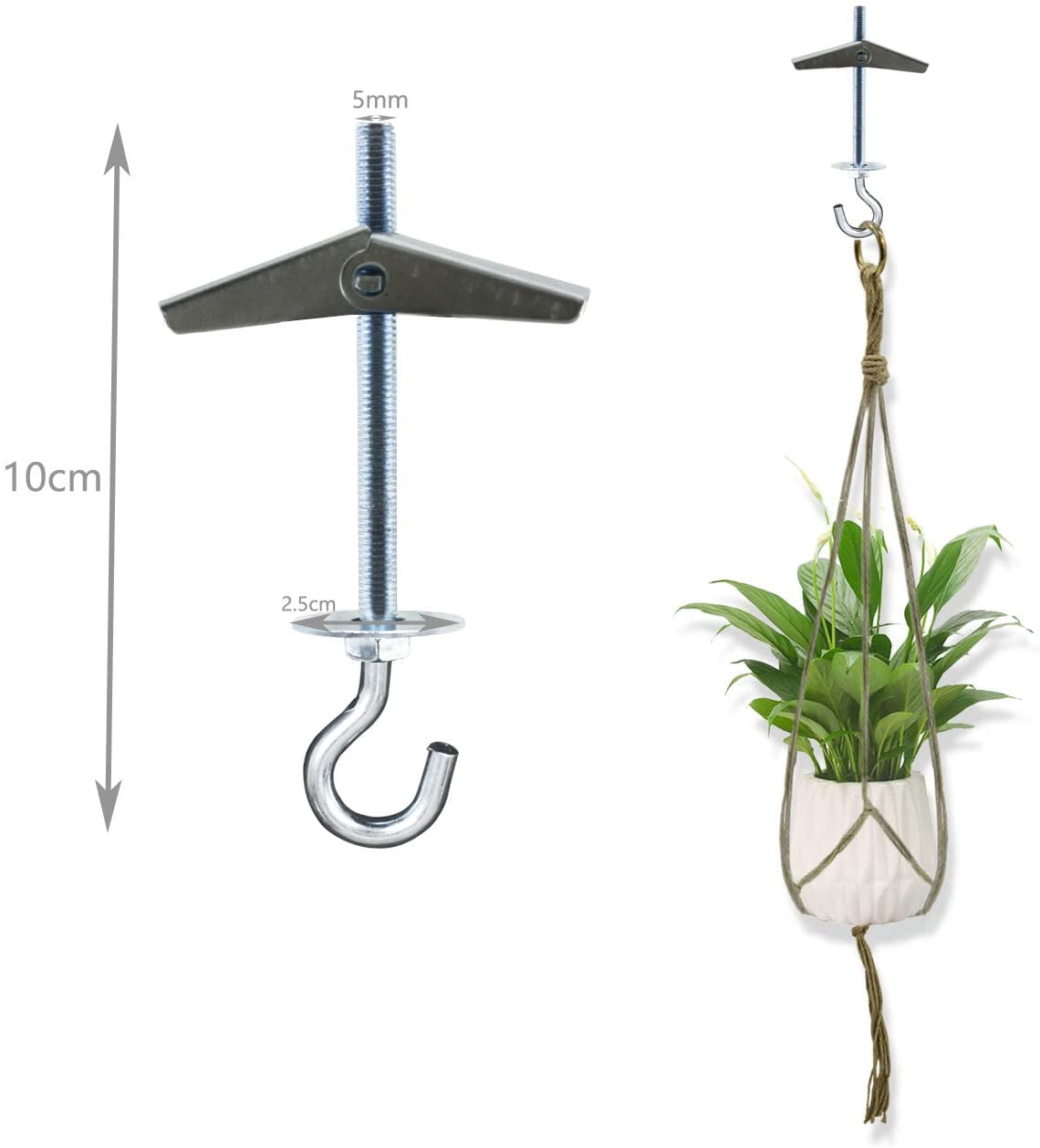 TRH-4 Pack Carbon Steel Plasterboard Ceiling Hooks Spring Toggle Wing ...