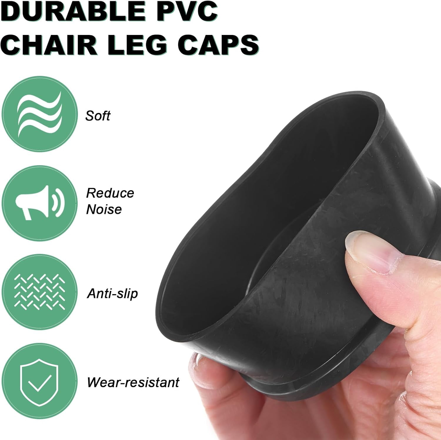 TRH-4-Pack Chair Leg Caps, 2-1/2 Inch(63mm) PVC Chair Leg Floor ...