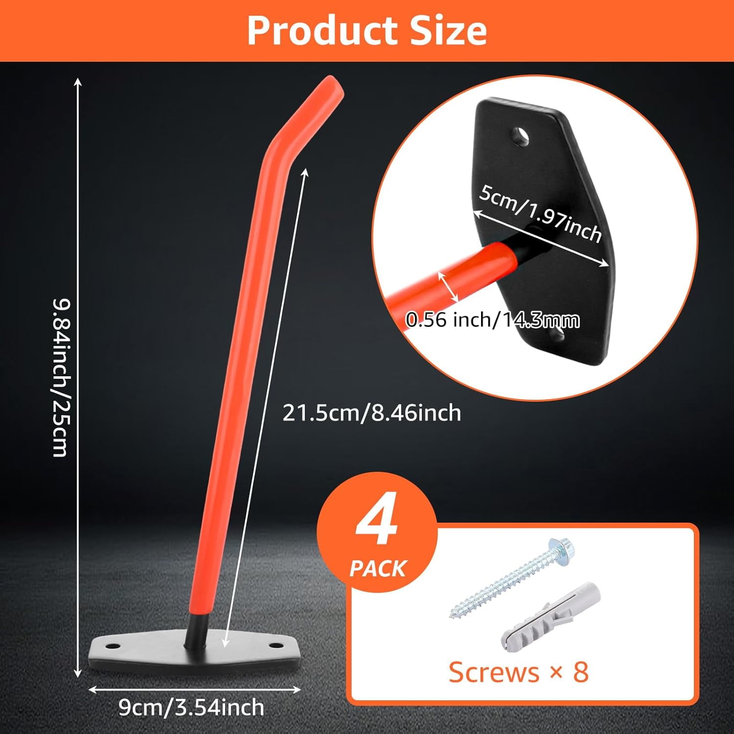 TRH-4 Pack Garage Hooks Heavy Duty 10 Inch Tire Rack Wall Mount Holds ...