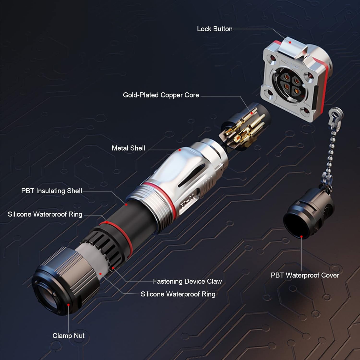 TRH-4 Pin Waterproof Connector, Industrial Solder Connector, Aviation ...