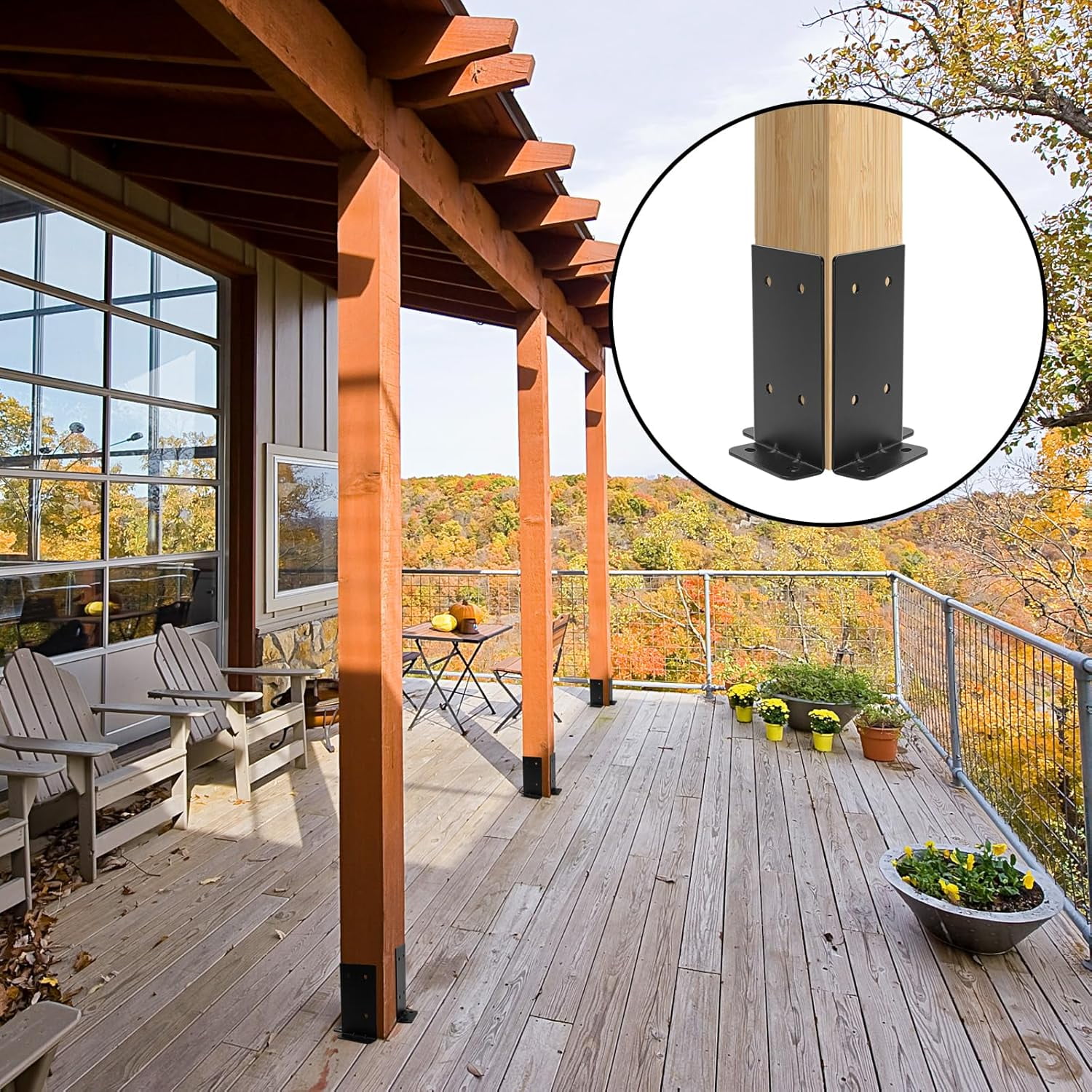 TRH-4X4 Post Anchor Base 2 Set,Adjustable Post Base Brackets for 4x4 ...