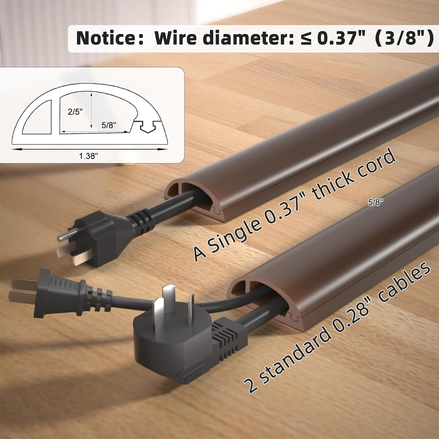 TRH-4ft Silicone Cord Covers for Wires on Floor,Self Adhesive Hide ...