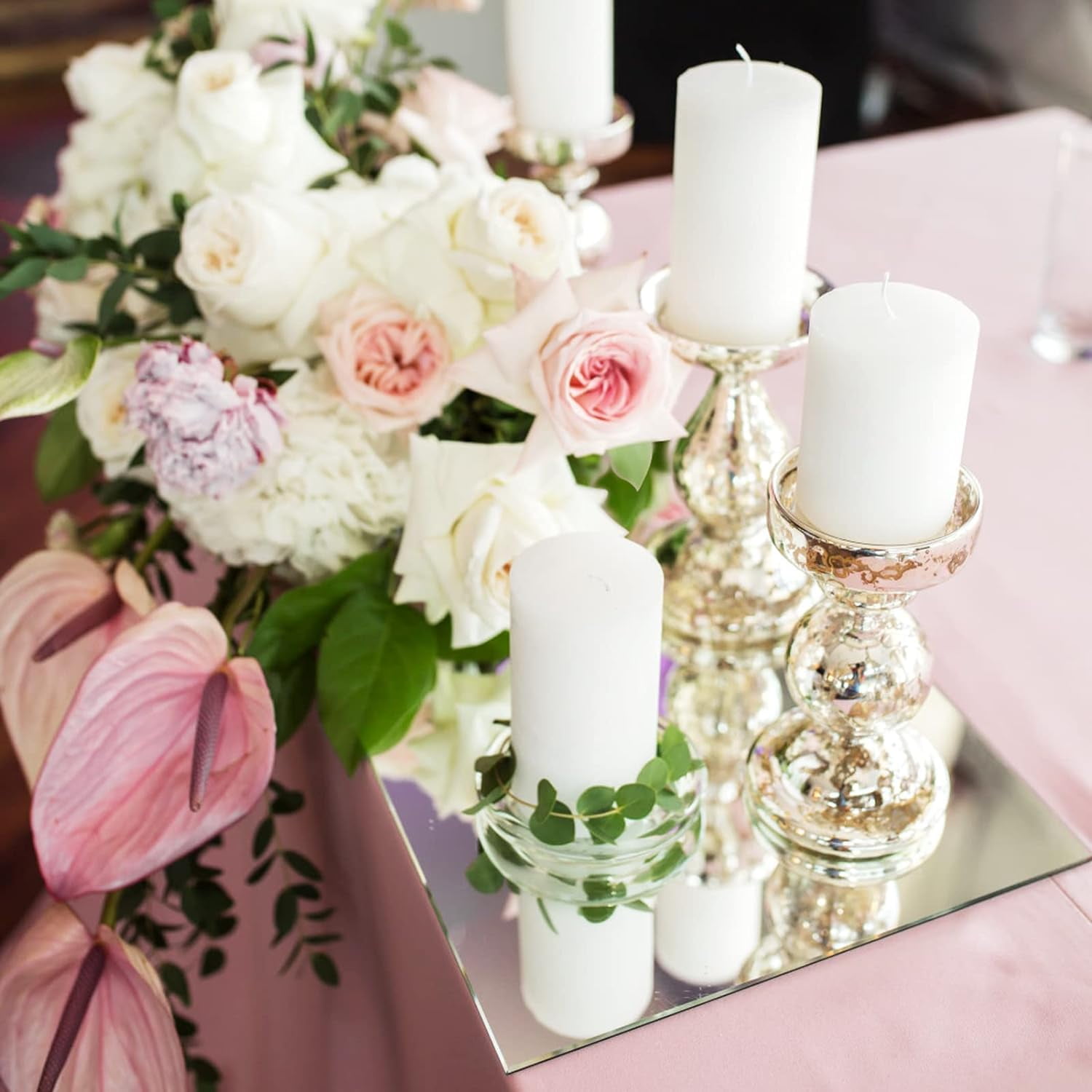 TRH-5 x 12 inch Mirror Candle Plate for Table Centerpieces, Set of 12 ...