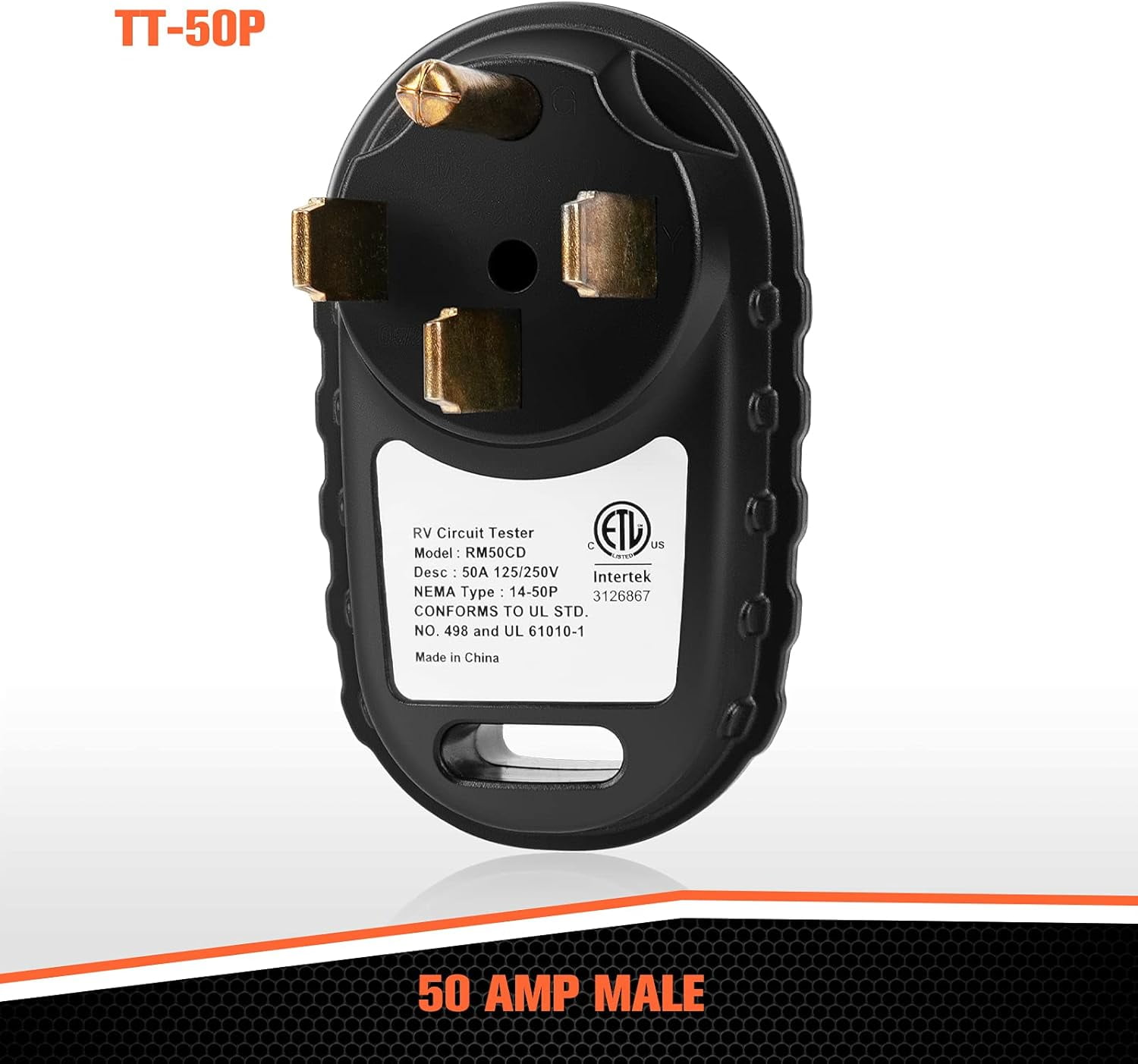 TRH-50 AMP RV Circuit Analyzer, 50A 125V/250V Pedestal Tester with LED ...