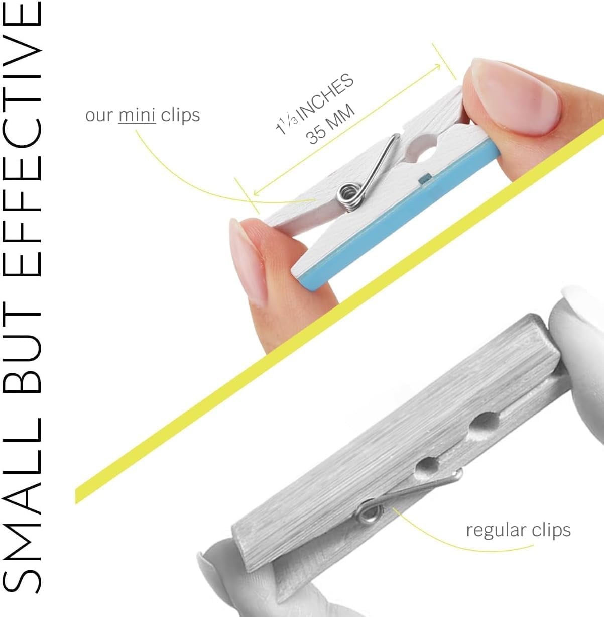 TRH-50 Pack Mini Self Adhesive Clips for Pictures - White Wood Clip ...