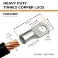 TRH-5pcs 1/0 AWG 3/8" Stud Tinned Copper Wire Lugs, Battery Lugs, Ring ...