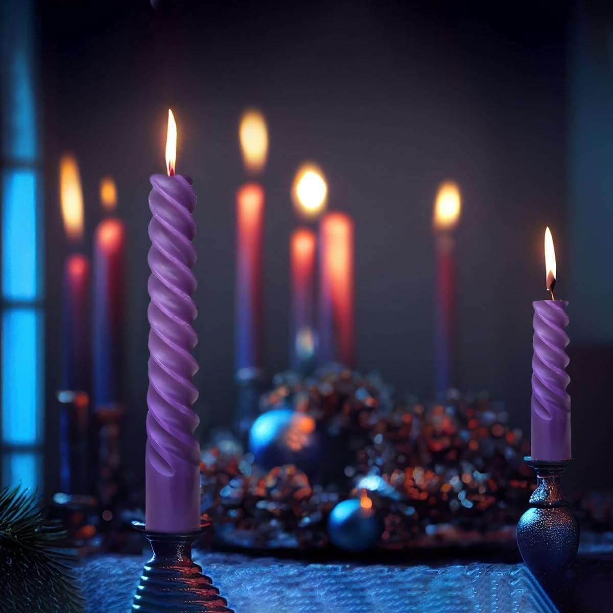 TRH-6 Pack 10 Inch Purple Spiral Taper Candles for Celebrations and ...