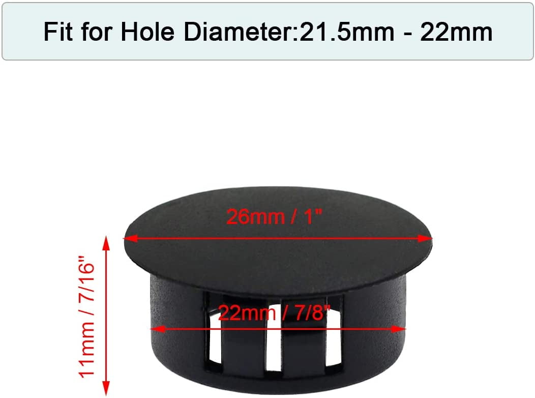 TRH-60PCS 22mm (0.87") Black Hole Plugs - Plastic Flush Type Snap-in ...
