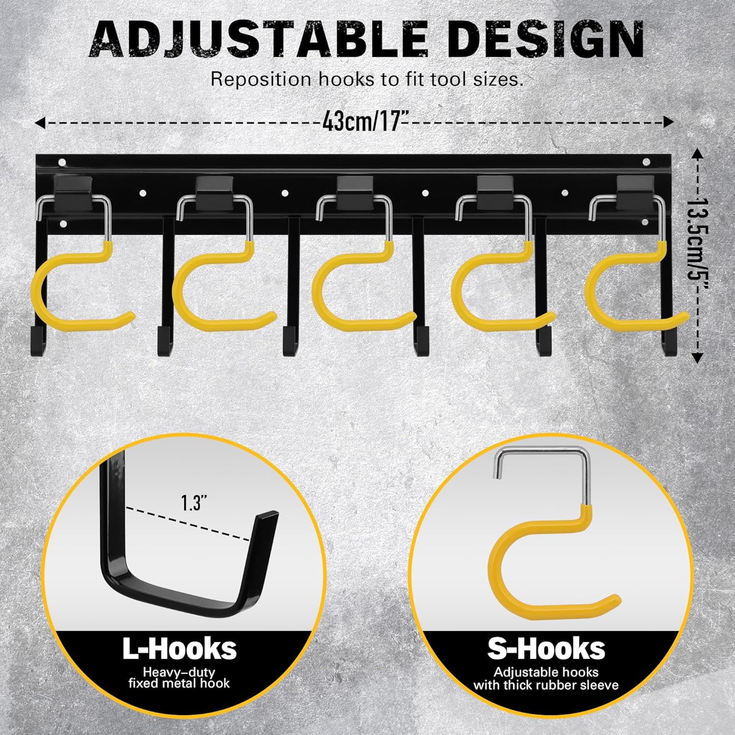 TRH-68'' All Metal Adjustable Garden Tool Organizer: Garage Tool ...