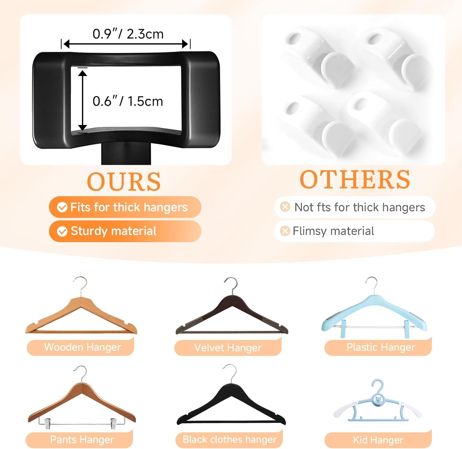 TRH-70 Pack Space Saving Hangers, Black Plastic Triangle Hangers ...