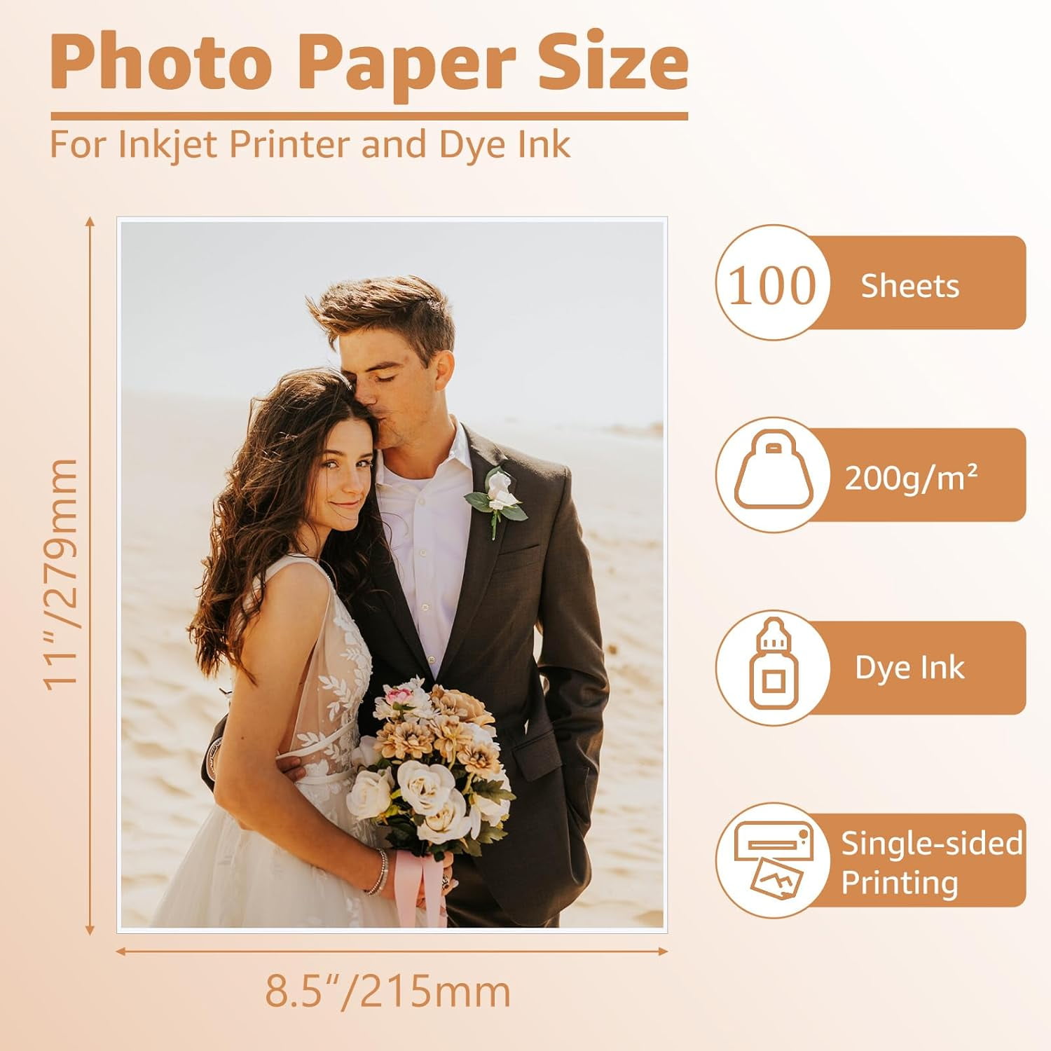 TRH-8.5x11 Photo Paper, Glossy Printer Paper 100 Sheets, 8.5 x 11 ...