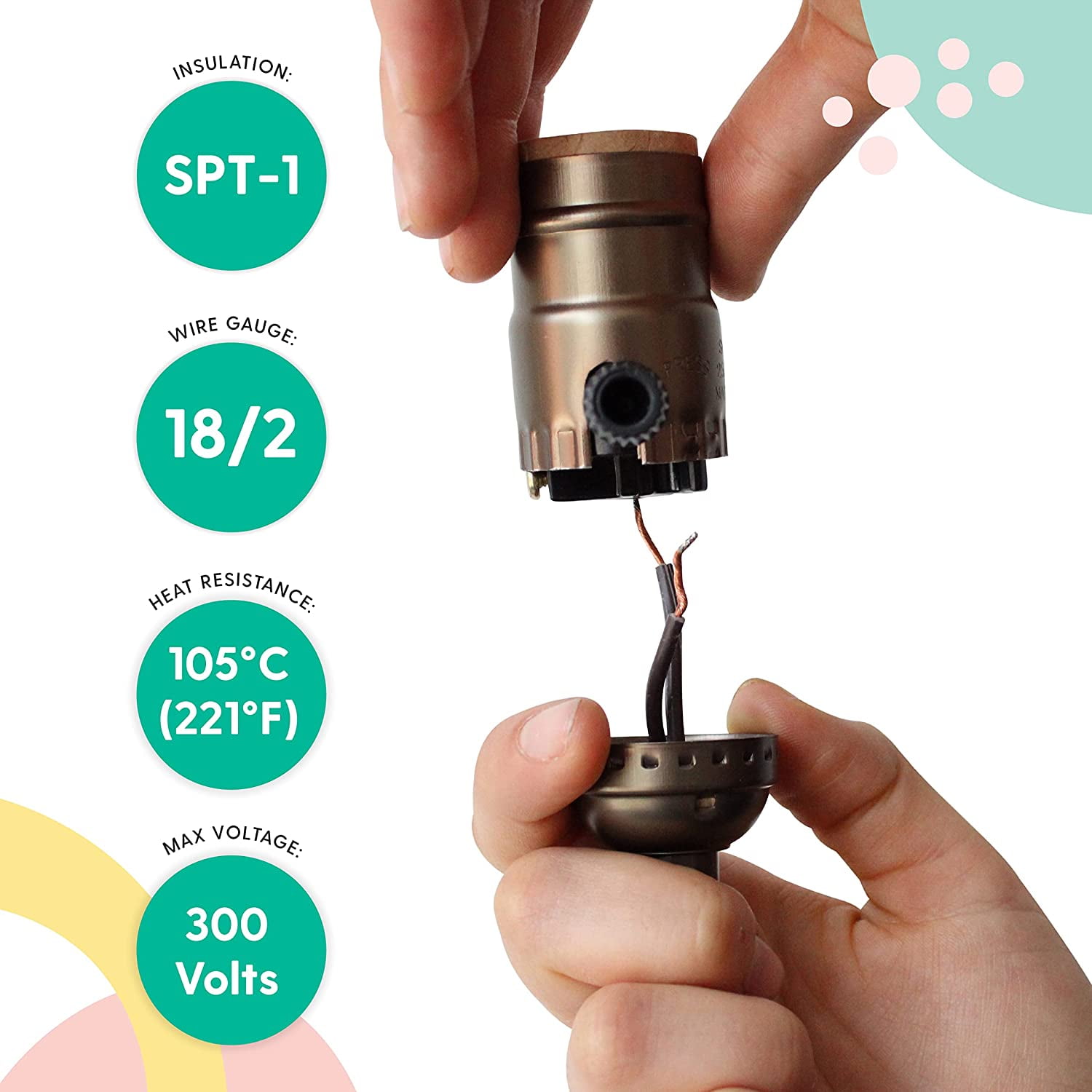 TRH-8 Ft Brown Lamp Cord, Vinyl Covered Replacement Electrical Wire ...