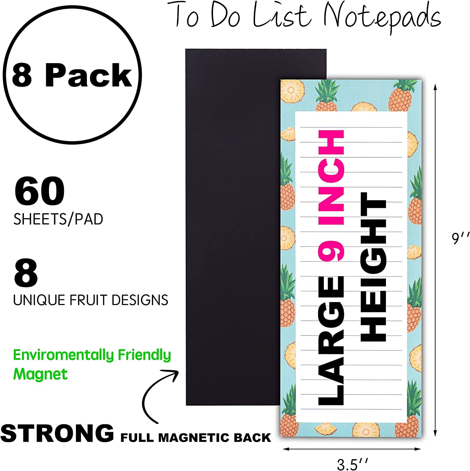 TRH-8 Large Magnetic Notepads \u2013 Big Notepads for Grocery List ...