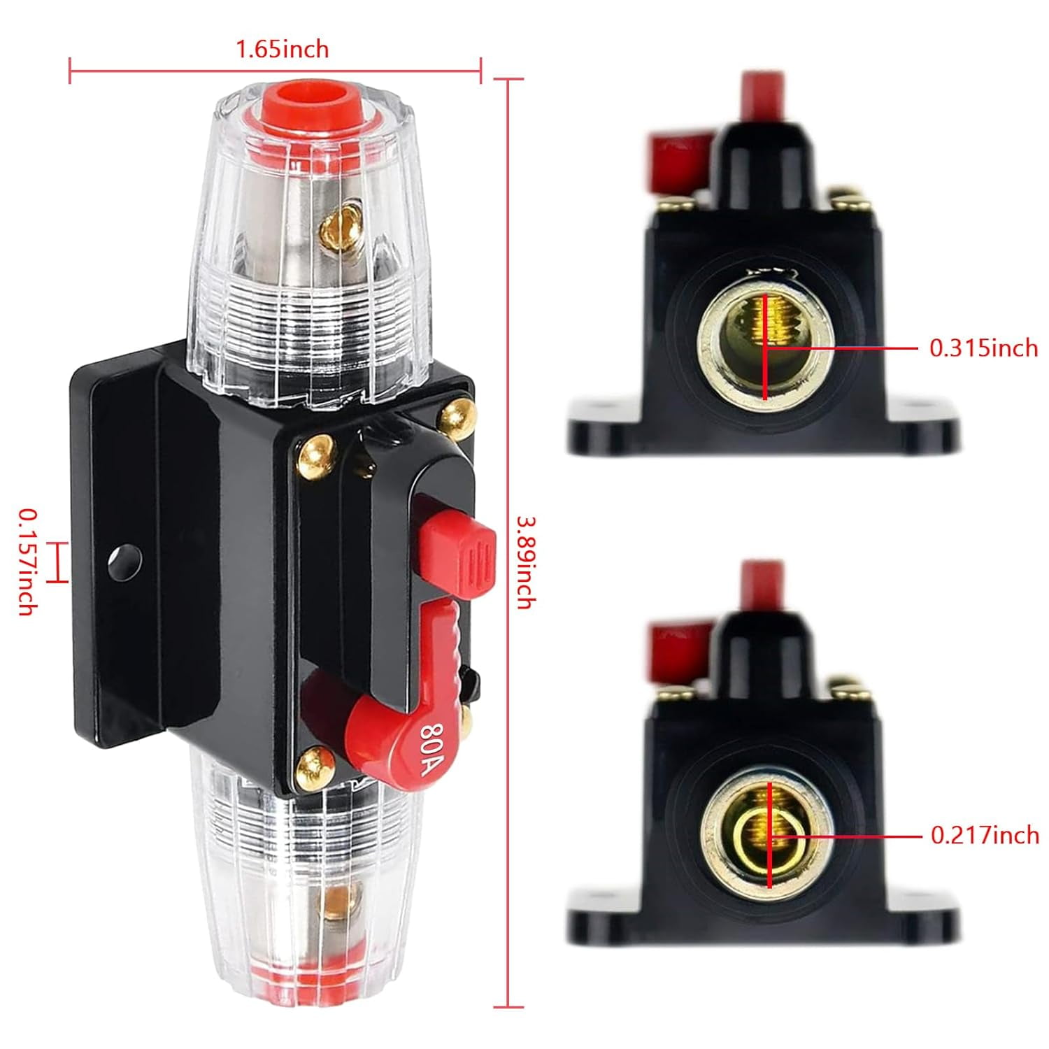 TRH-80 Amp Circuit Breaker Manual Reset Inline Fuse, 12V-48V DC for car ...