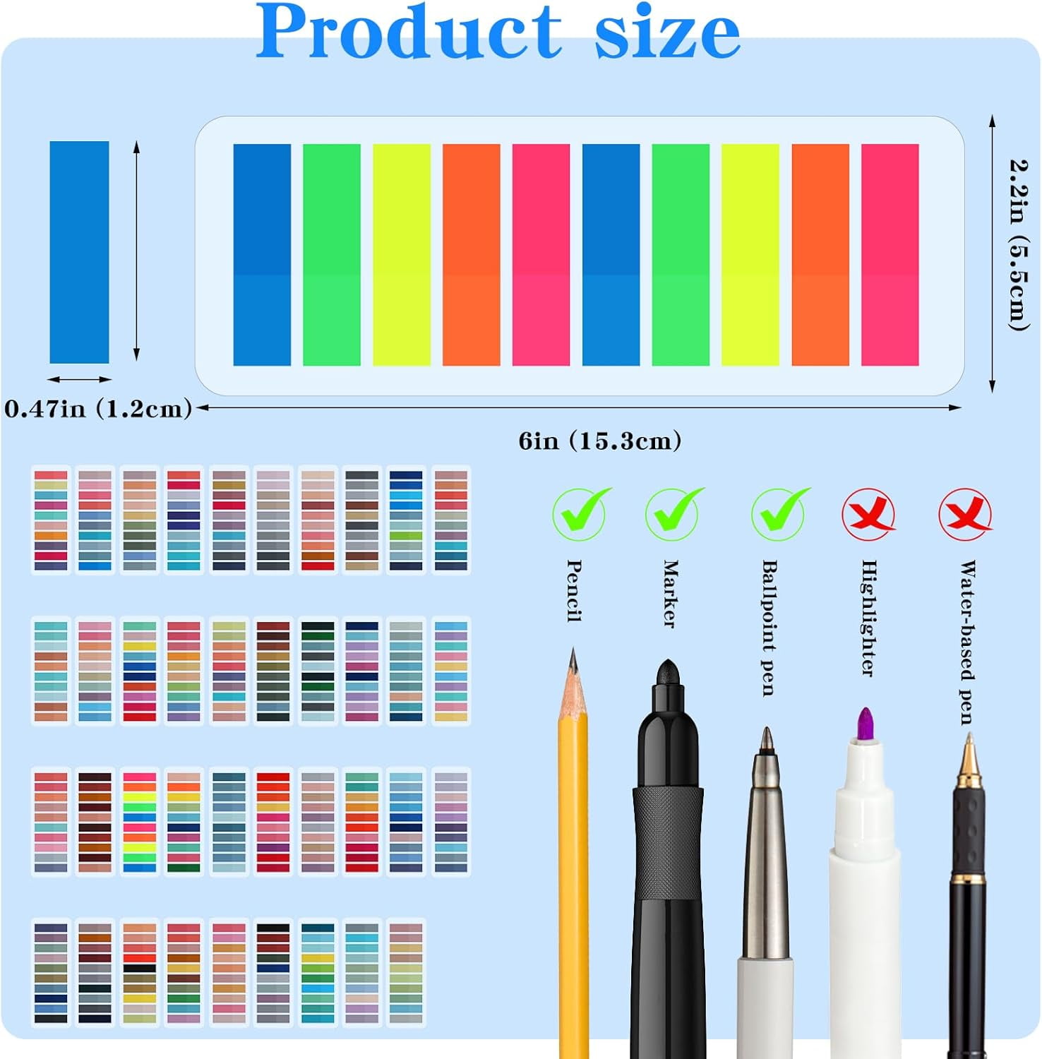 TRH-8000 Pcs Books Tab Sticky Tabs, Multi Colored Sticky Notes ...