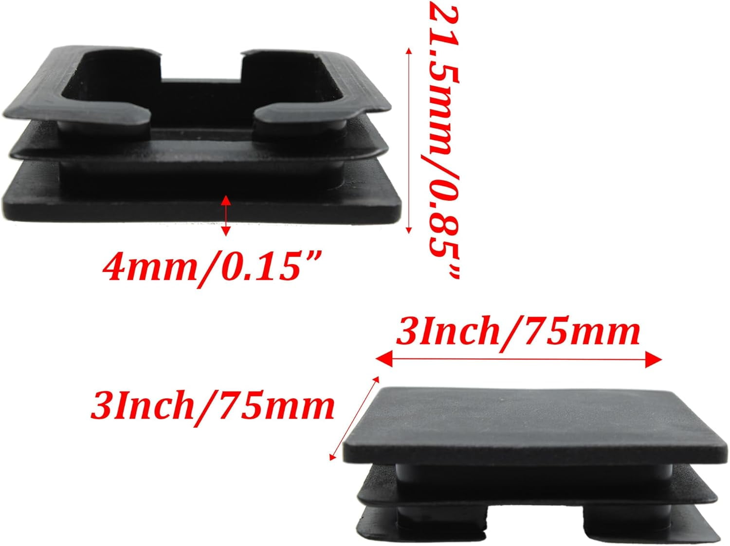 TRH-8PCS 3Inch/75mm Square Plastic Hole Plug, Black Furniture Finishing ...