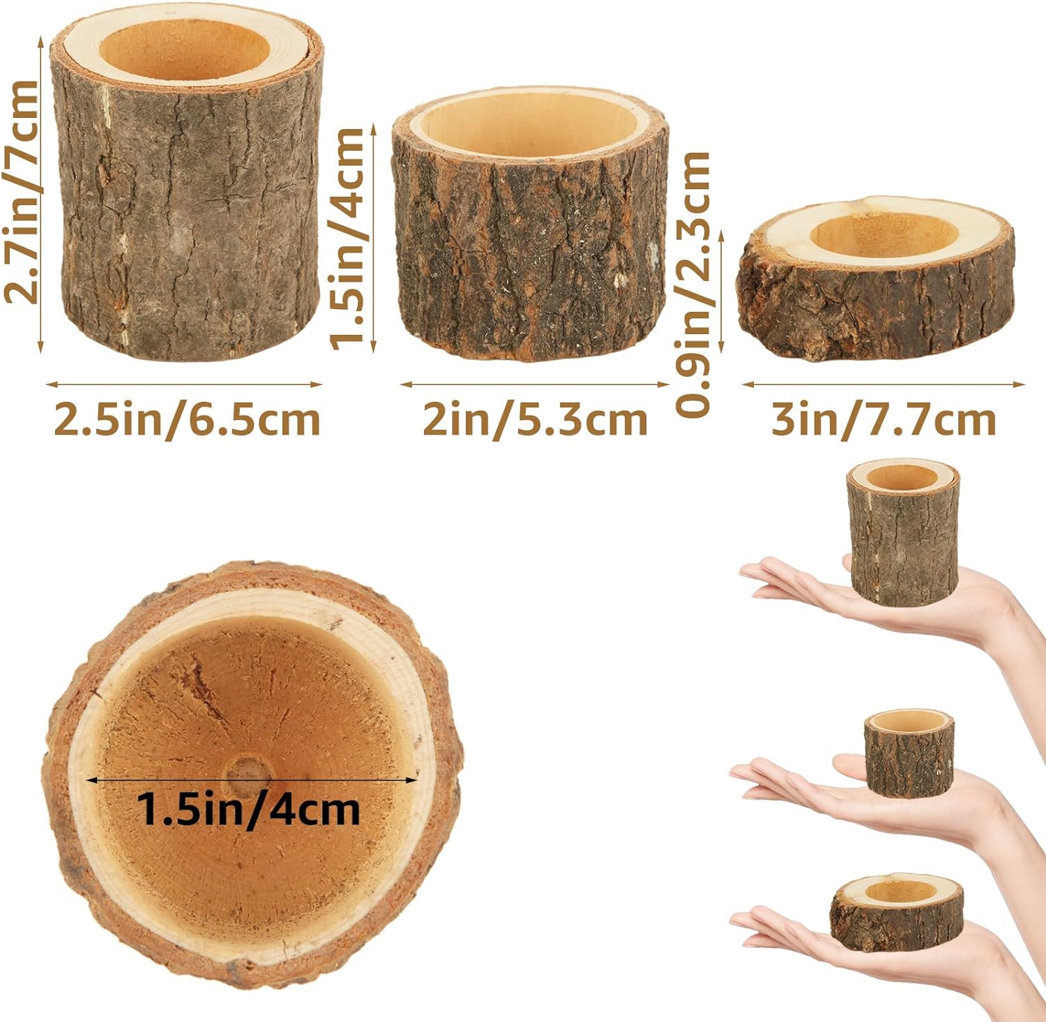 TRH-9PCS Wooden Tea Light Candle Holders, Wooden Personalized Votive ...