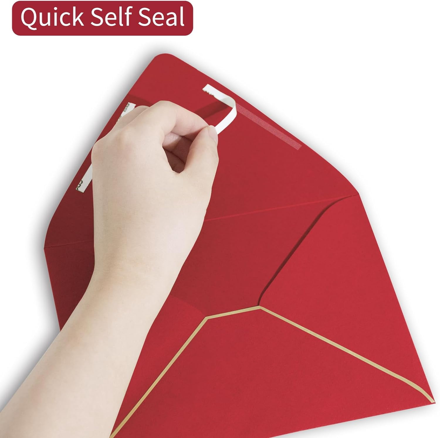 TRH-A7 Red Envelopes 5 x 7 With Gold Border,- 50 Pack,For 5x7 Cards ...