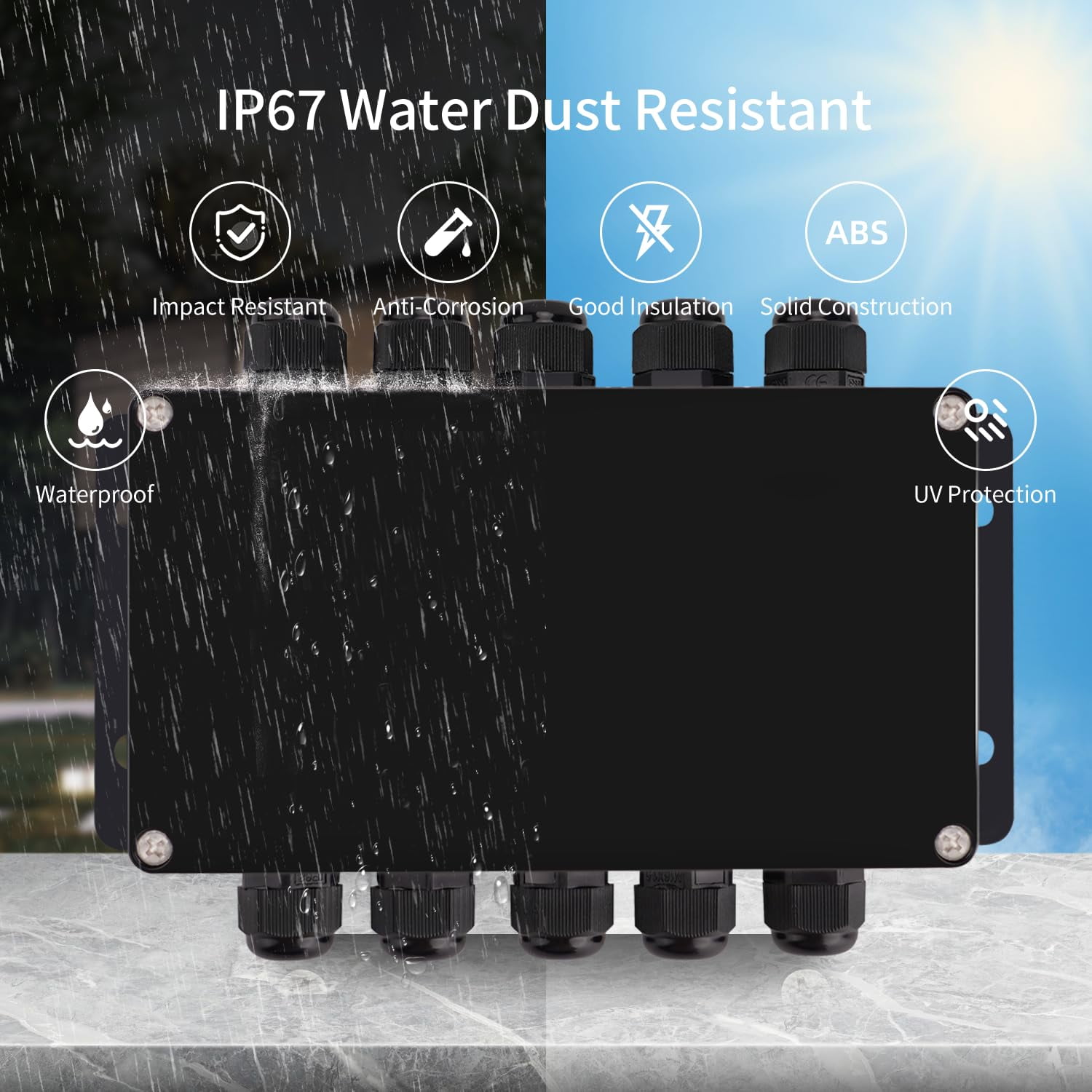 TRH-ABS IP67 Waterproof Dustproof Electrical Junction Box, with 15A ...