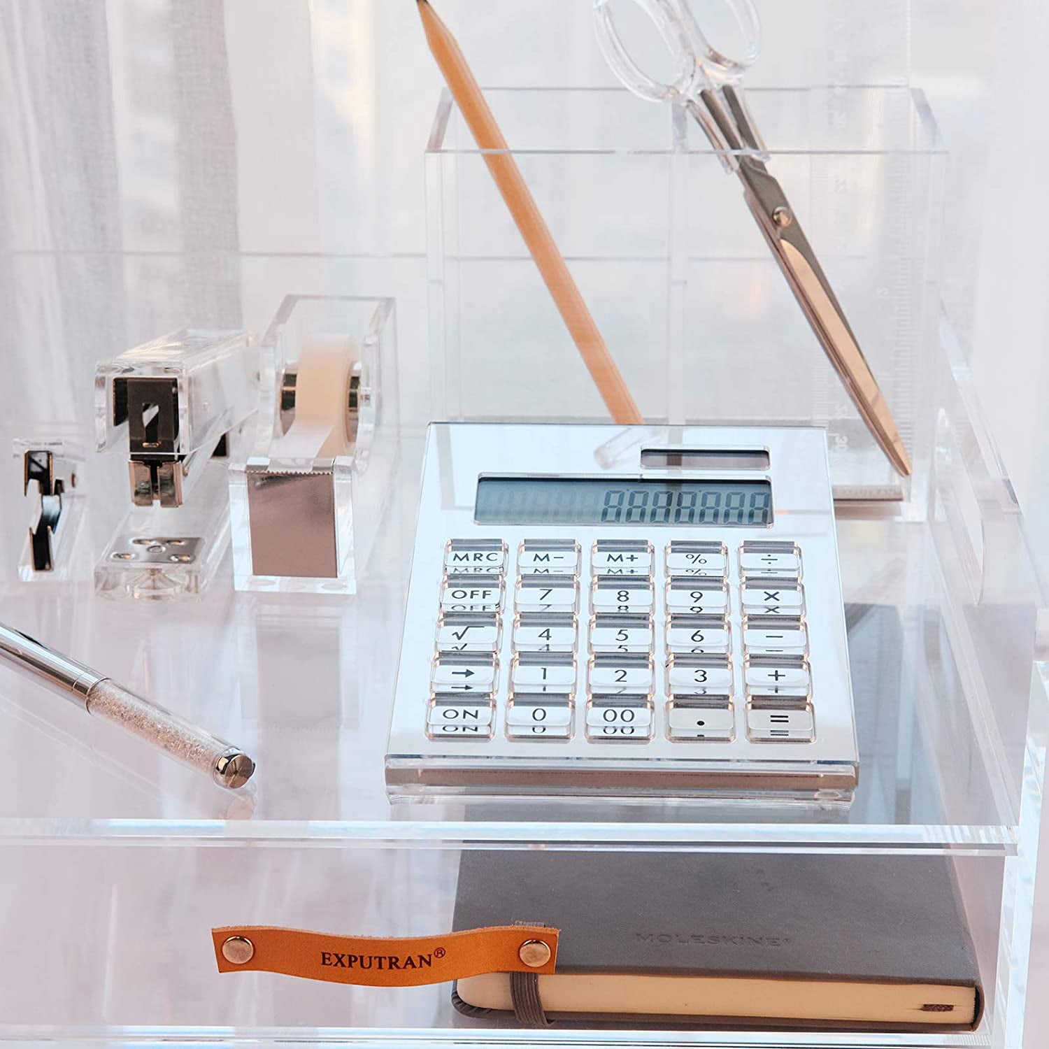 TRH-Acrylic Calculator with Stand, Battery and Solar Hybrid Powered ...