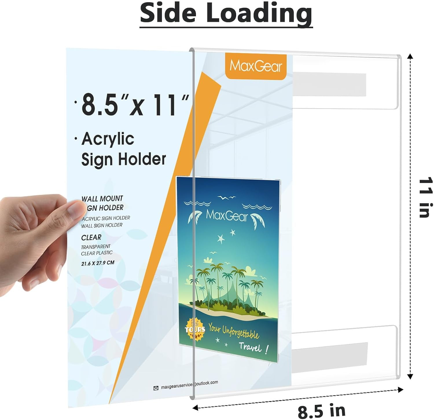 TRH-Acrylic Sign Holder 8.5 x 11 inch 6 Pack, Wall Mount Clear Plastic Sign Holder with Double ...