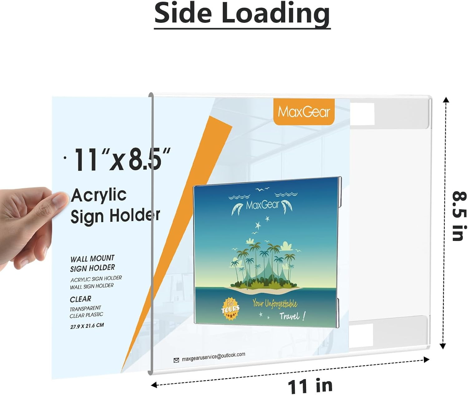 TRH-Acrylic Sign Holder 8.5x11 with Double-Sided Tape, 3 Pack Clear Plastic Door Wall Mount Sign ...