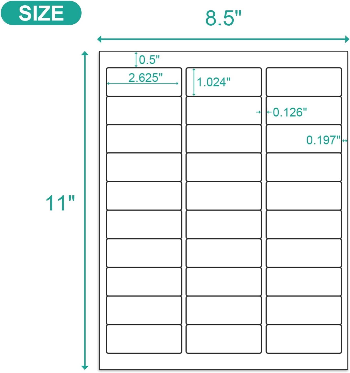 TRH-Address Labels, 1" x2-5/8 Mailing Labels, 30-UP White Shipping ...