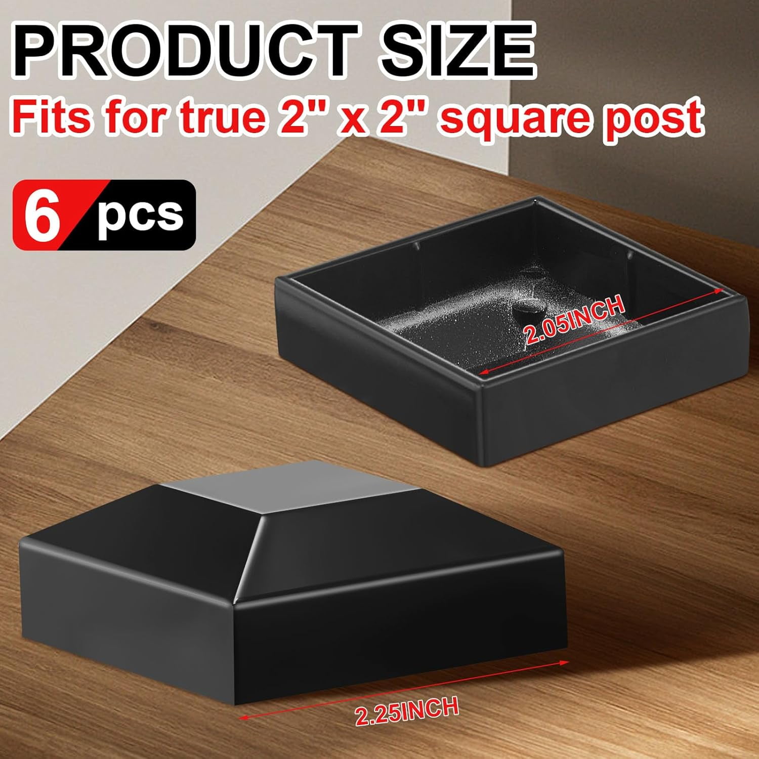 TRH-Aluminum Fence Post Caps 2" x 2" Black Post Caps Fence Topper ...