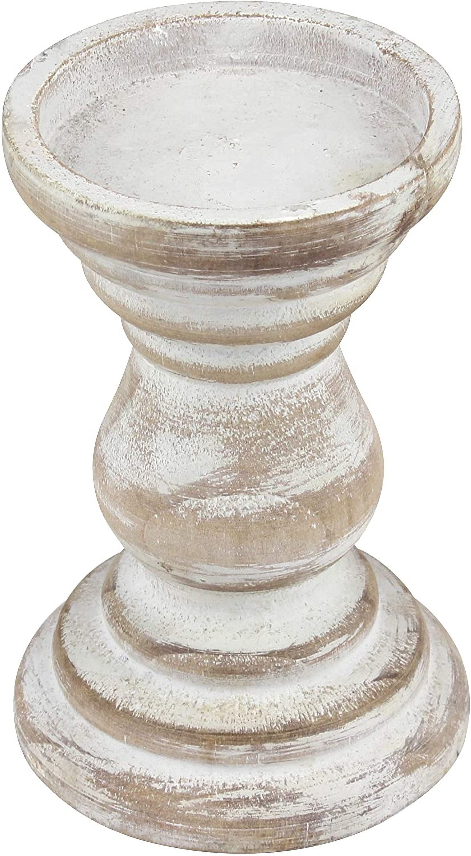 TRH-Antique White Wooden Pillar Candle Holder, Vintage Seaside Pillar ...