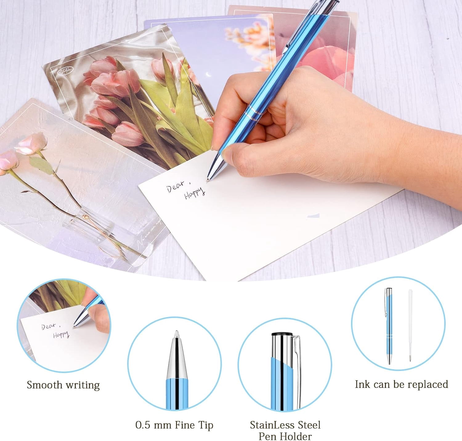 TRH-Ballpoint Pens - 12 PCS Funny Retractable Metal Pens, Comfortable 1 ...