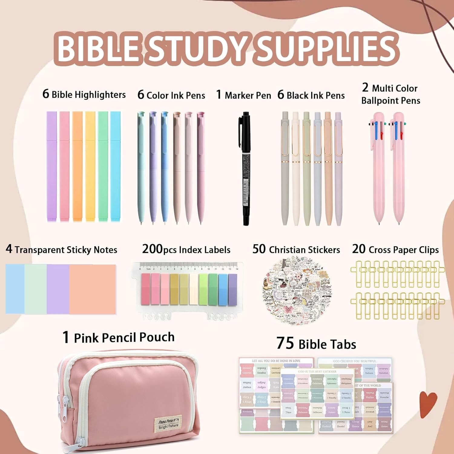 TRH-Bible Study Supplies,Bible Journaling Kit with Big Capacity Pencil ...