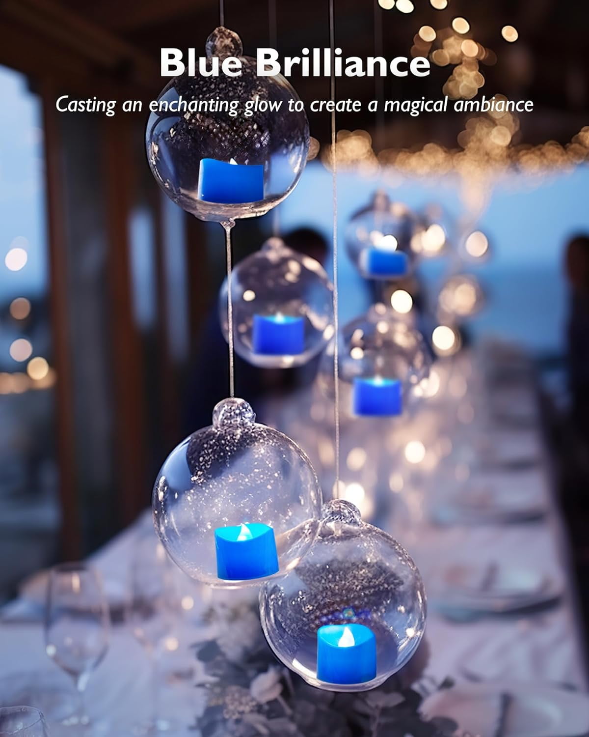 TRH-Blue Tea Lights Candles Battery Operated, 200+Hour Flameless ...