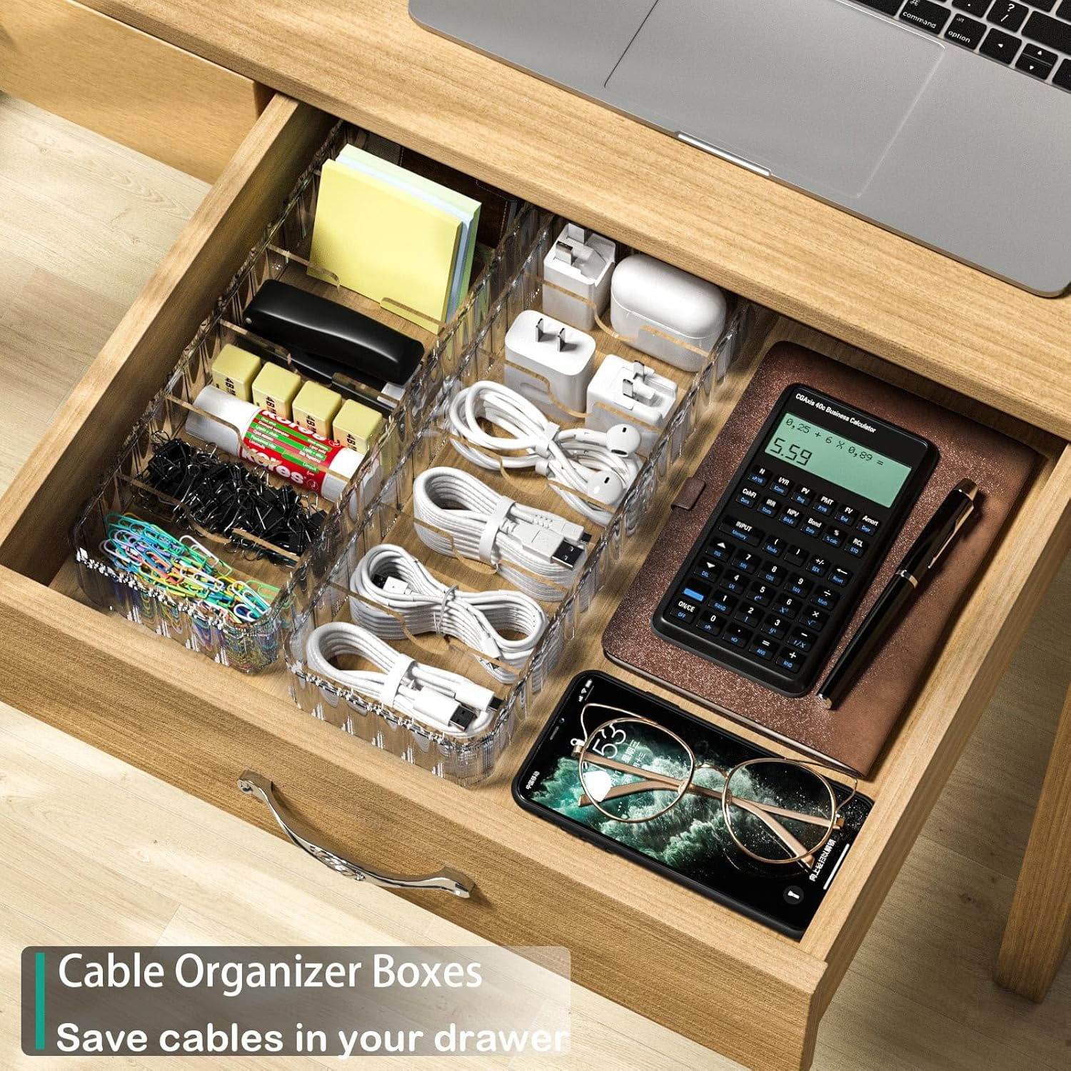 TRH-Cable Storage Boxes Organizers 2 Pack,Cord Charger Storage ...